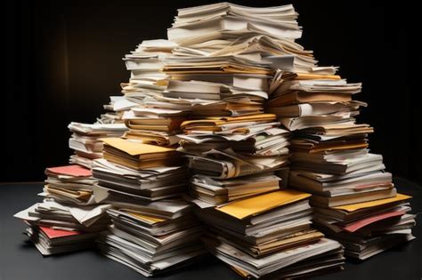 Premium Ai Image Huge Stack Of Office Documents On The Table