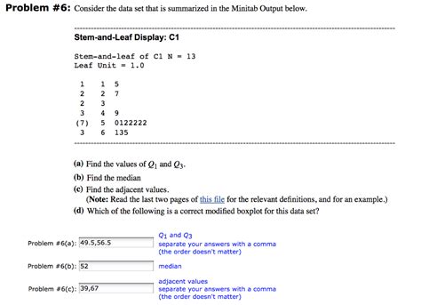 solved problem 6 consider the data set that is summarized