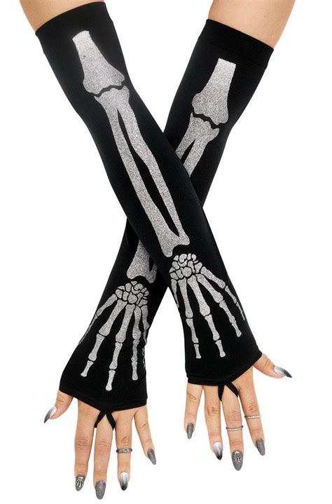 Glitter Bone Sleevelets Adult Costume Accessory Discount Party Supplies
