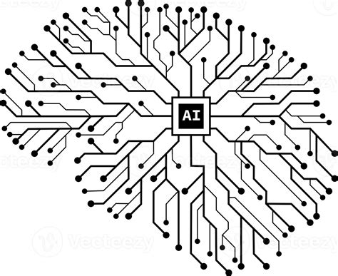 Brain In Futuristic Artificial Intelligence Design Theme Printed Circuit Board Outline