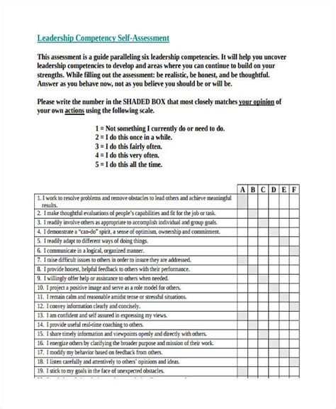 46 Self Assessment Examples To Download