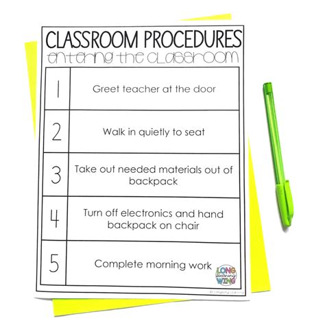 Second Grade Classroom Procedures