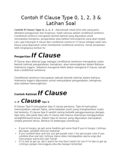 Contoh If Clause Type 0 For Students Pdf