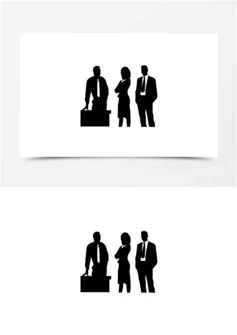 黑白商务人物剪影ppt素材