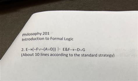 Philosophy 201 Introduction To Formal Logic 2