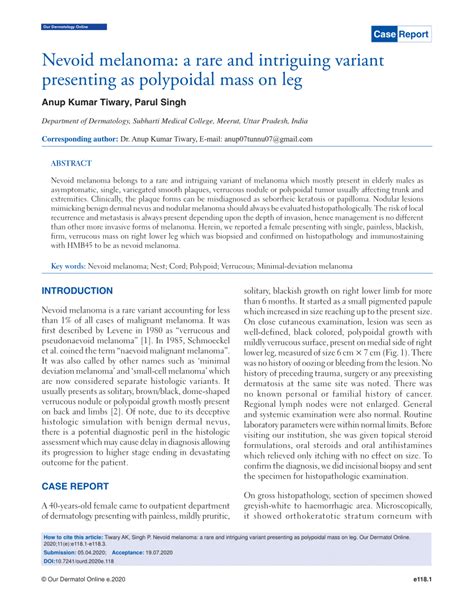 Pdf Nevoid Melanoma A Rare And Intriguing Variant Presenting As
