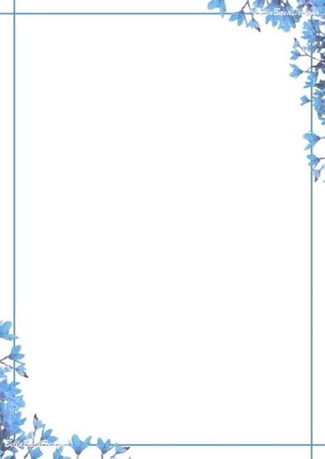 Printable Blue Floral Page Border Corner Designs A4 Png Pdf Etsy