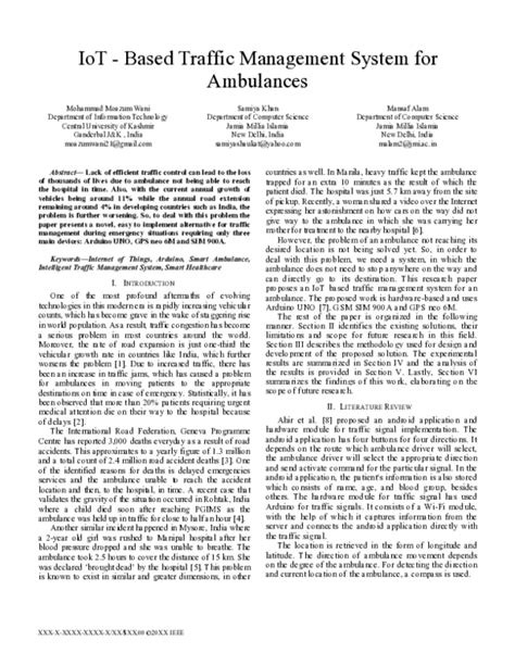 Pdf Iot Based Traffic Management System For Ambulances