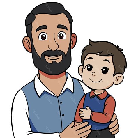 Cartoon Style Father And Son Illustration Free Illustrator Vector File
