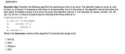 Solved Question 4 Question 3a Consider The Following