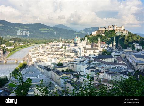 Salzburg Old Town Hohensalzburg Castle View From Mönchsberg
