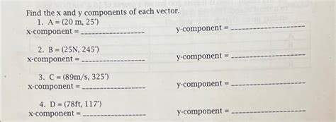 Solved Find The X And Y Components Of Each Vector A Chegg