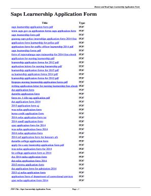 Fillable Online Saps Learnership Application Form Saps Learnership Application Form Fax Email