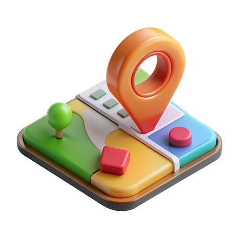 3d Cartoon Style Minimal City Map Navigation Smartphone Icon Mobile App Interface Geolocation