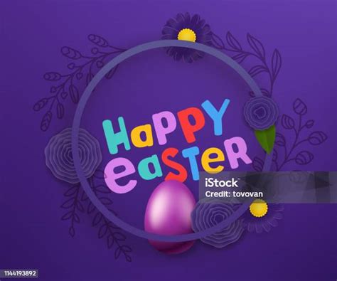 행복 한 에스테 르 휴일 인사말 카드입니다 꽃과 레터링 비문 라운드 프레임 0명에 대한 스톡 벡터 아트 및 기타 이미지 0명 3차원 형태 계절 Istock