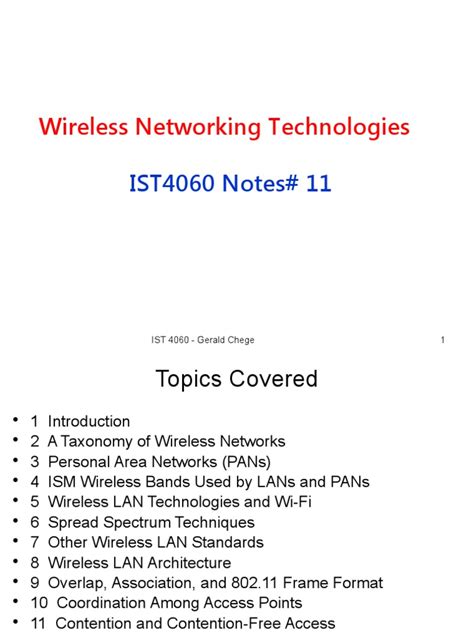 Ist4060 Notes11 Wireless Networking Technologies V4 Pdf Wi Max Cellular Network