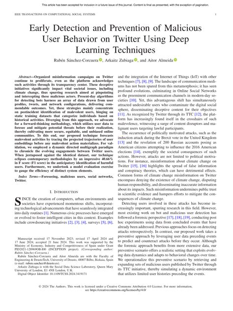 Pdf Early Detection And Prevention Of Malicious User Behavior On Twitter Using Deep Learning