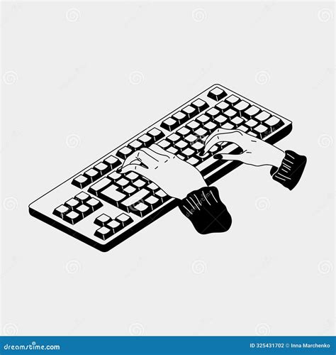 Black And White Female Hands Working On Keyboard Stock Vector Illustration Of Business
