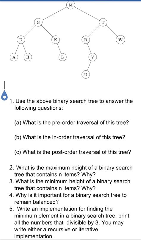 Solved Use The Above Binary Search Tree To Answer The Chegg