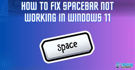 How To Fix Spacebar Not Working In Windows 11 Tech4gamers