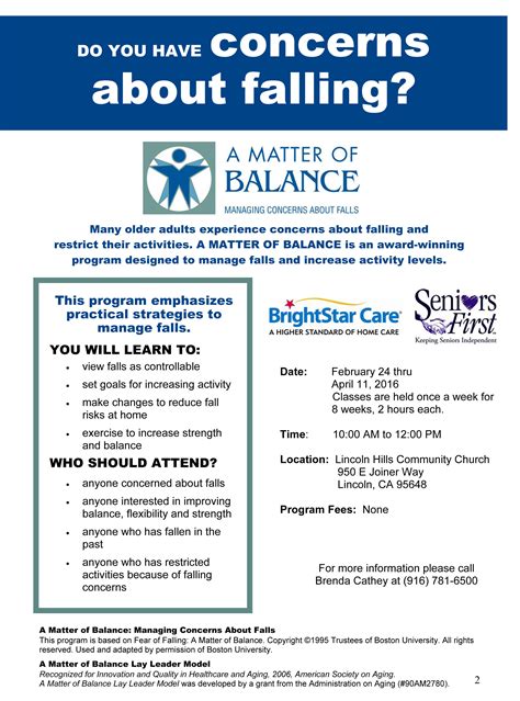 Fall Prevention Class A Matter Of Balance