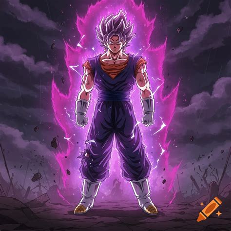 Ultra Ego Vegito From Dragon Ball Super With Purple Hair And Glowing