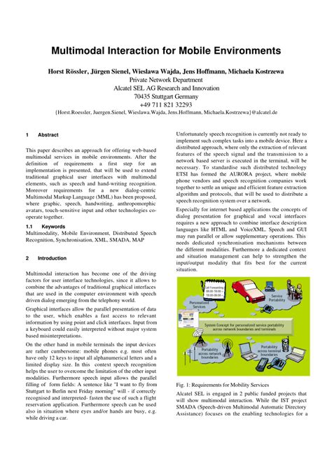 Pdf Multimodal Interaction For Mobile Environments