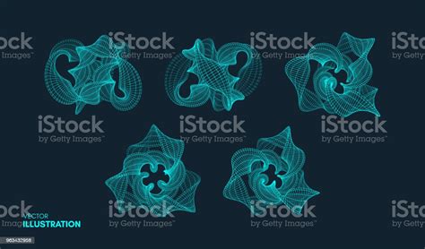 Molecular Grid 3d Technology Style With Particle Vector Illustration Futuristic Connection