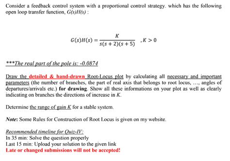 Solved Consider A Feedback Control System With A Chegg