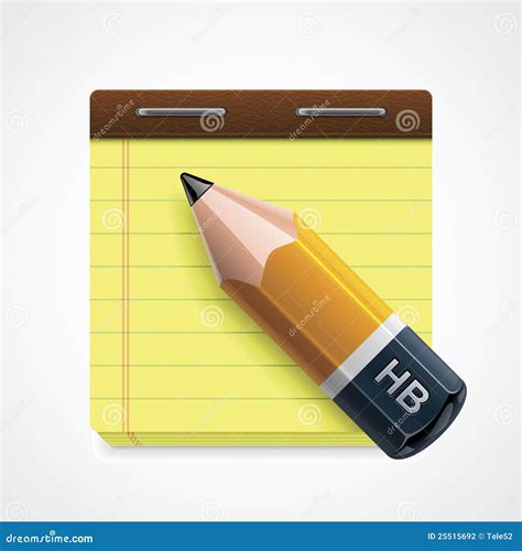 Vector Pencil And Notepad Icon Stock Vector Illustration Of Drawing Note 25515692