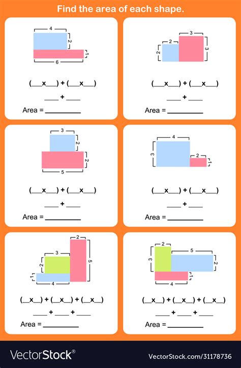 Find Perimeter Each Shape Measurement Royalty Free Vector