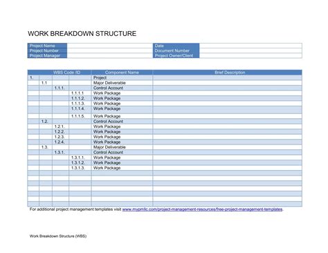 Printable Assignment Work Breakdown Structure