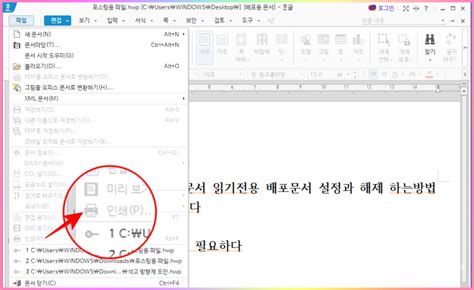 한글 파일 읽기 전용 문서 만들기와 해제 및 암호 적용하기 네이버 블로그