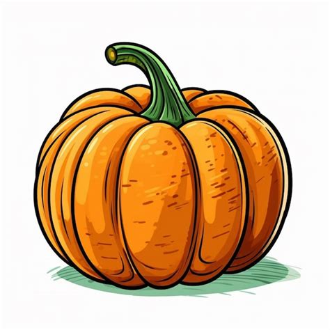 Premium Ai Image A Cartoon Pumpkin With A Green Stem On A White Background Generative Ai