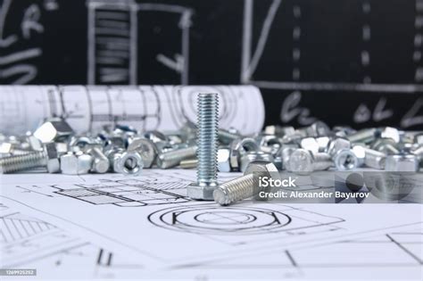 엔지니어링 도면의 배경에 볼트와 너트 과학 역학 및 기계 공학 0명에 대한 스톡 사진 및 기타 이미지 0명 강철 개체 그룹 Istock