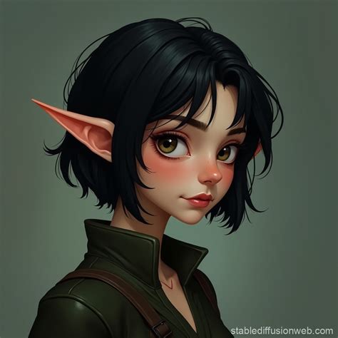 Elf With Short Black Hair Stable Diffusion Online