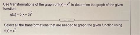 Solved Use Transformations Of The Graph Of F X X To Chegg