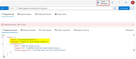Azure Active Directory Getting Internal Server Error While Calling Microsoft Graph Api Group