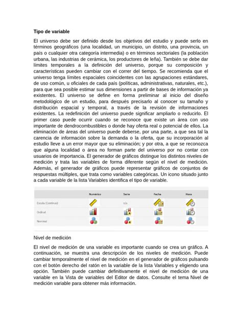 Tipo De Variable Pdf Muestreo Estadísticas Nivel De Medida