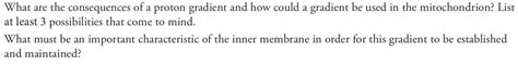 Solved What Are The Consequences Of A Proton Gradient And