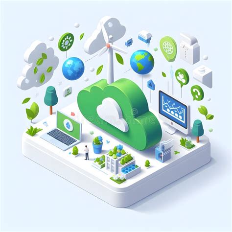 3d Flat As Cloud Computing And Green Technology With Eco Friendly Symbols Concept As Vector