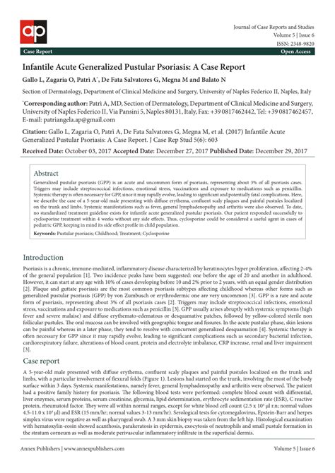 Pdf Infantile Acute Generalized Pustular Psoriasis A Case Report
