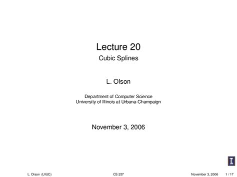 Cubic Splines Numerical Methods Lecture Slides Cs 257 Docsity