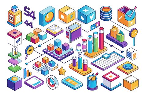 Isometric Illustration Of Data Analysis Digital Marketing And Business Analytics With Various