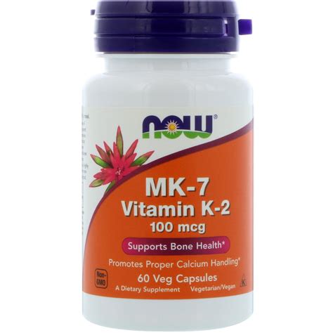 Now Foods, MK-7, Vitamin K-2, 100 mcg, 60 Veg Capsules | By iHerb