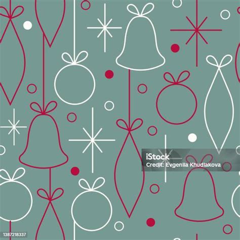 크리스마스와 새해 원활한 벡터 패턴 눈송이와 크리스마스 트리 장식 미니멀 한 그림 라인 아트 스칸디나비아 허그 미학 0명에 대한 스톡 벡터 아트 및 기타 이미지 Istock