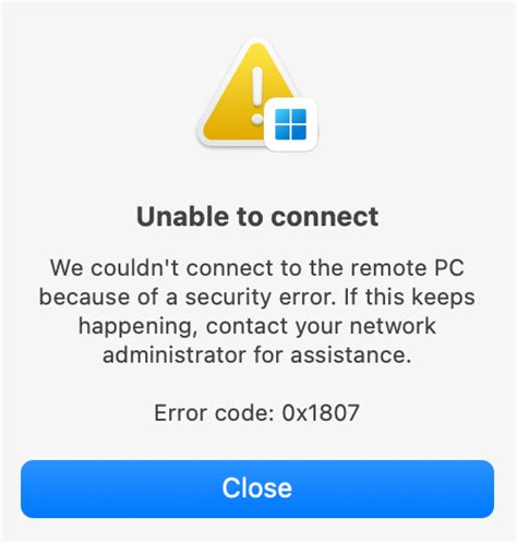 Error 0x1807 Cannot Connect Without Manually Logging In First