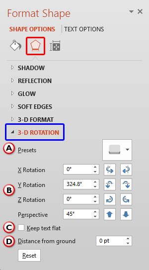 3 D Rotation Options For Shapes In Powerpoint 2013 For Windows