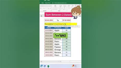 Sum Between 2 Dates Excel Exceltips Exceltricks Exceltutorial