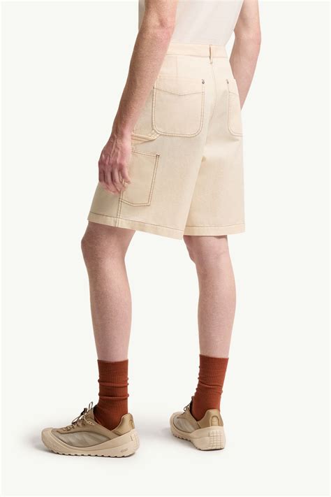 White Ivory Linen And Cotton Gabardine Cargo Shorts Pants And Shorts For